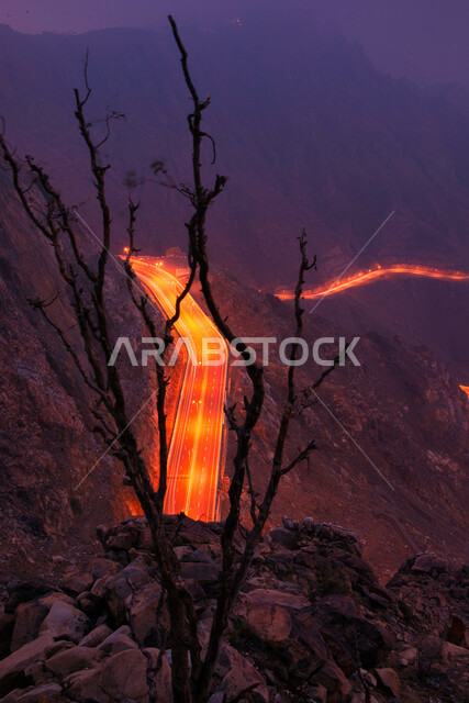 An aerial view of the Hada Mountains in the city of Taif, western Saudi ...