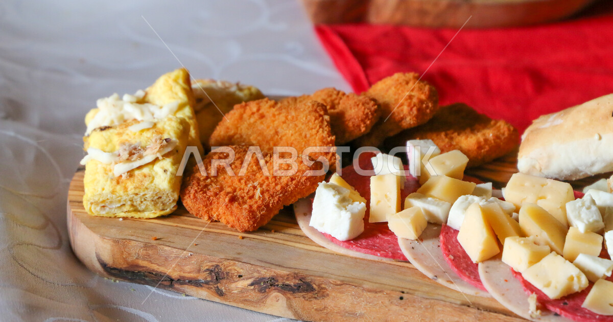 Pieces of steak and cheese, Arabic dishes, oriental food, delicious ...