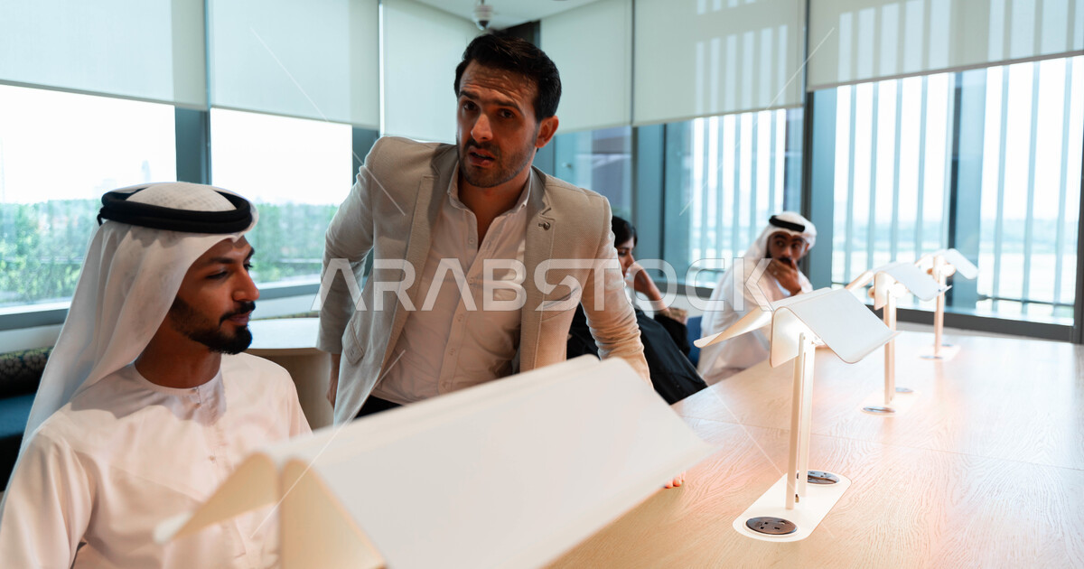 Close-up of Arab Emirati Gulf students in the lecture hall at the ...