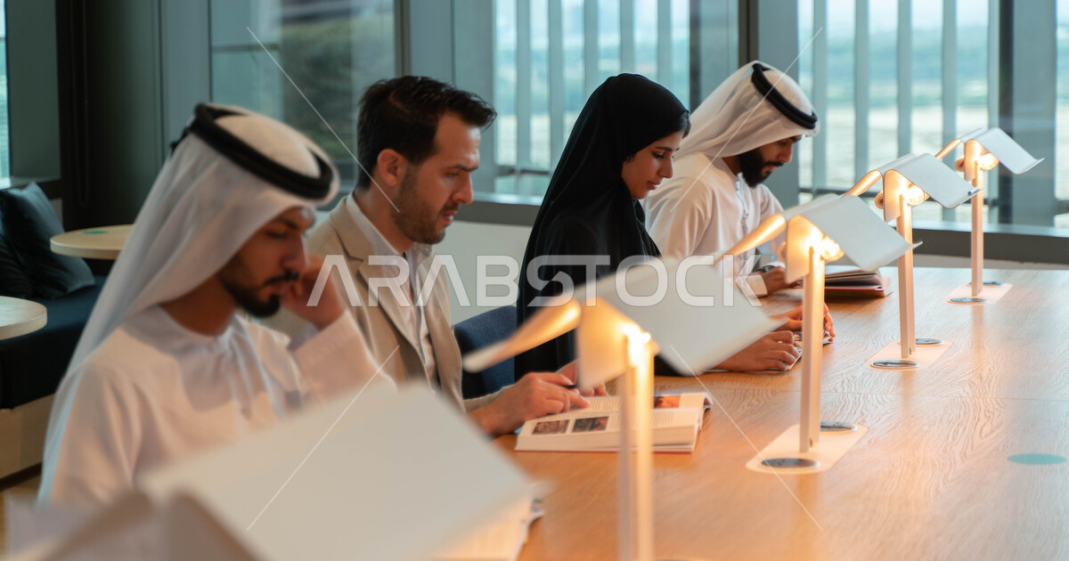 Close-up of Arab Emirati Gulf students in the lecture hall at the ...