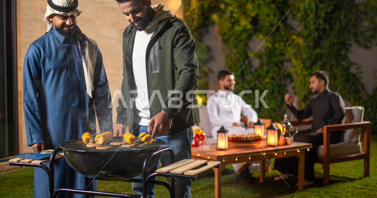 A group of Saudi Gulf Arab youths spending fun times in one of the ...