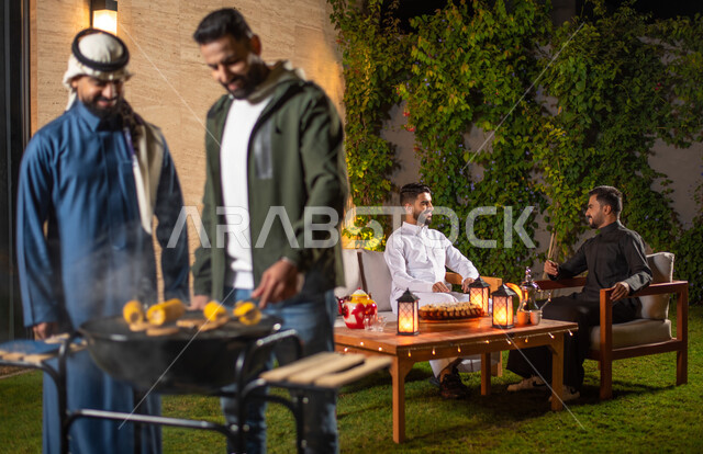 A group of Saudi Gulf Arab youths spending fun times in one of the ...