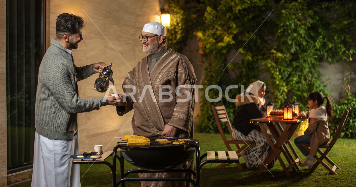 A Saudi Gulf Arab family spends enjoyable times in one of the tourist ...
