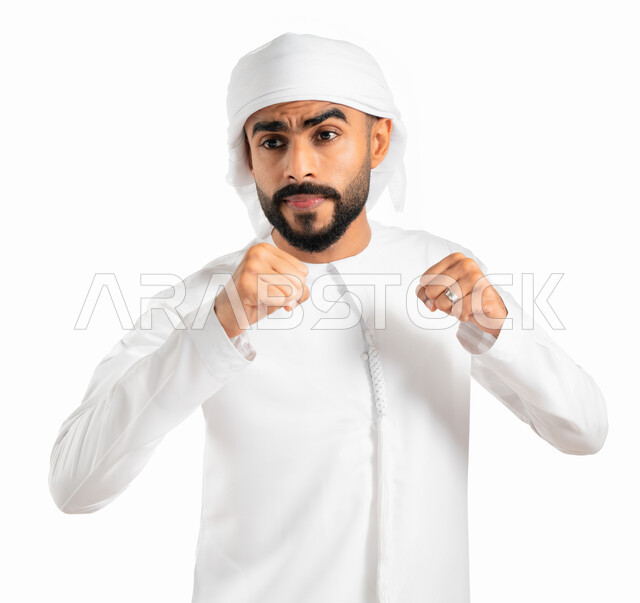 Face and hand gestures indicating competition and challenge, a portrait ...