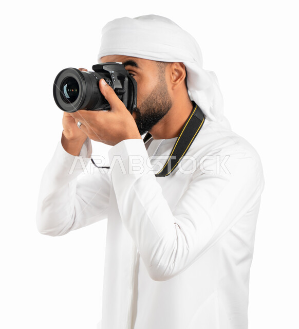 A professional photographer taking photographs using a high-resolution ...
