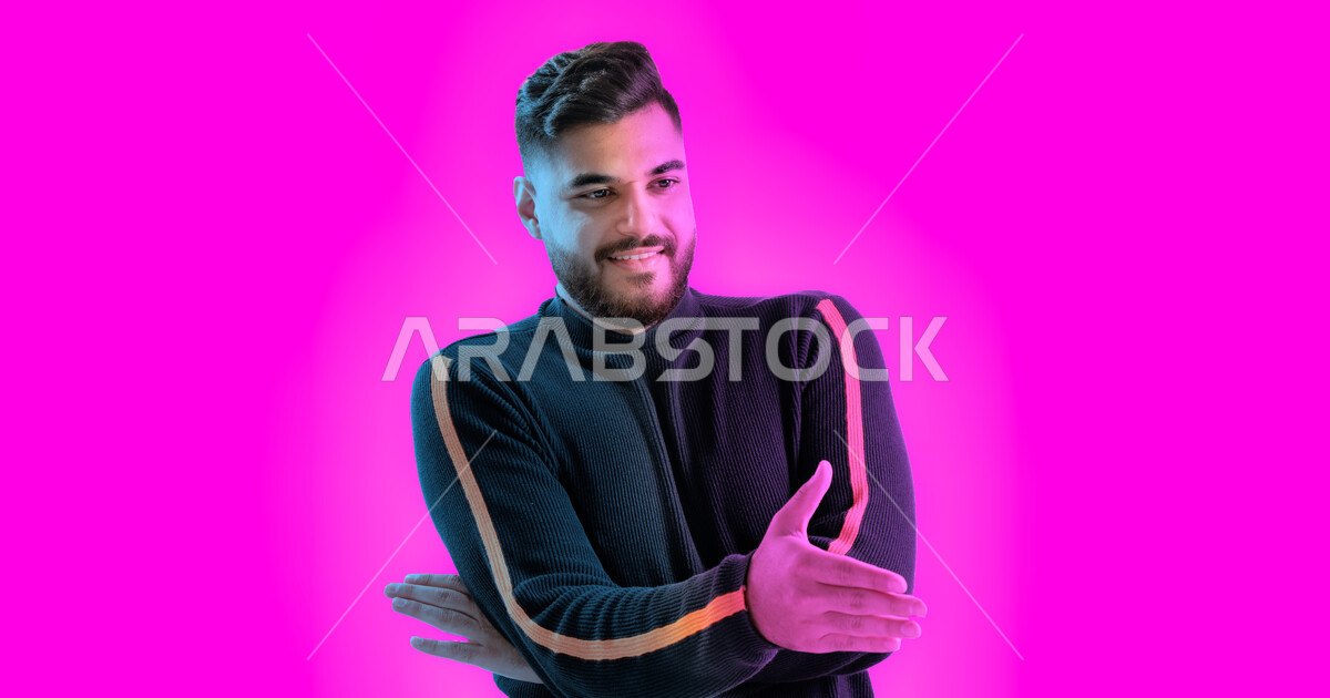 Hand gestures indicating greetings and peace, a close-up portrait of a ...