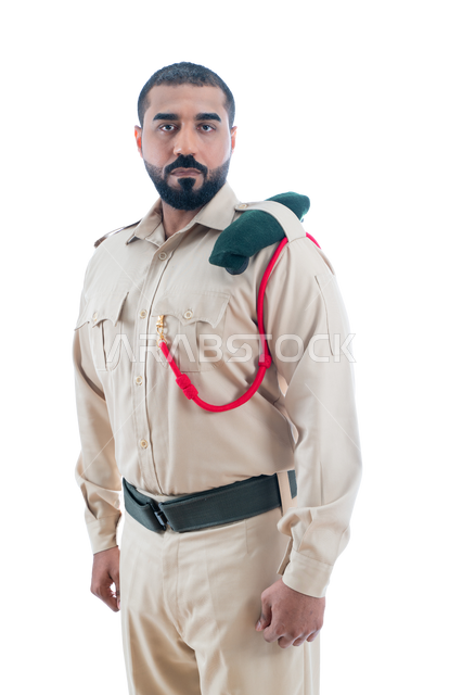 Emergency response, portrait of an Arab Gulf Emirati policeman in ...