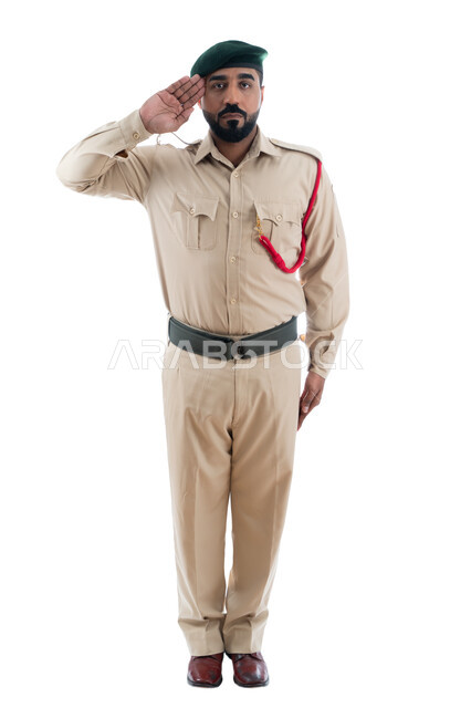 Response to emergencies, a portrait of an Arab Gulf Emirati policeman ...