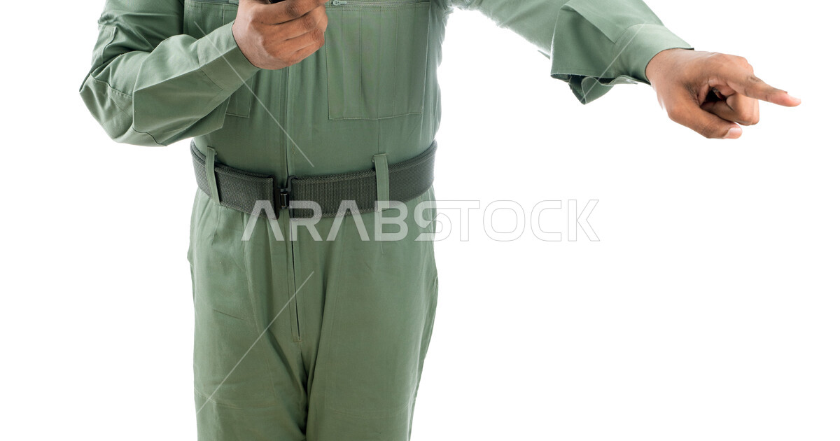 حركة إصبع وإشارات، الإستجابة لحالات الطوارئ، بورتريه لرجل أمن عربي ...