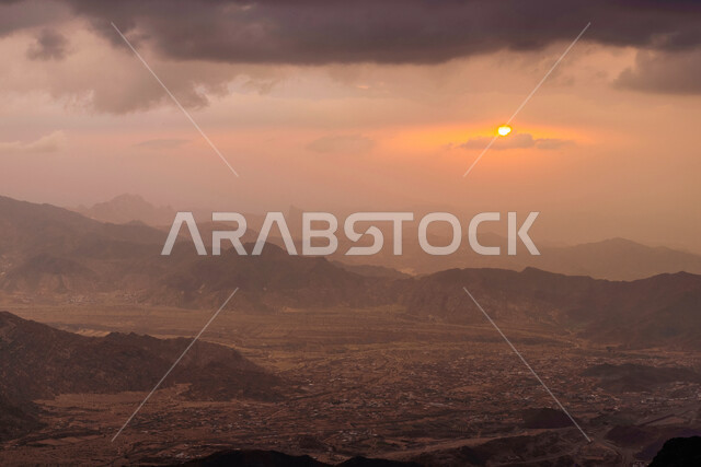 Taif Mountains in the Kingdom of Saudi Arabia at sunset, mountain ...