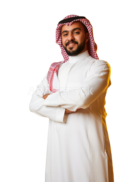 Portrait of a Saudi Arabian Gulf man wearing traditional Saudi dress ...