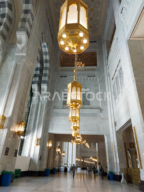 A picture from inside the Grand Mosque in Makkah Al-Mukarramah, Saudi Arabia, Islamic holy ...