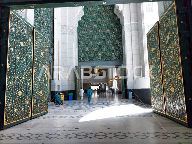 A picture from inside the Grand Mosque in Makkah Al-Mukarramah, Saudi Arabia, Islamic holy ...
