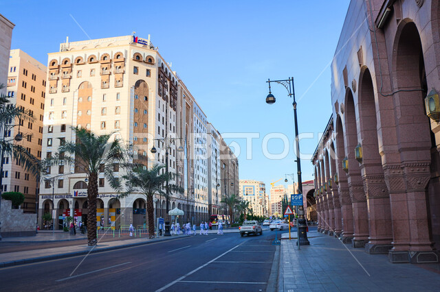 Streets and roads in Medina in the Kingdom of Saudi Arabia, hotel ...