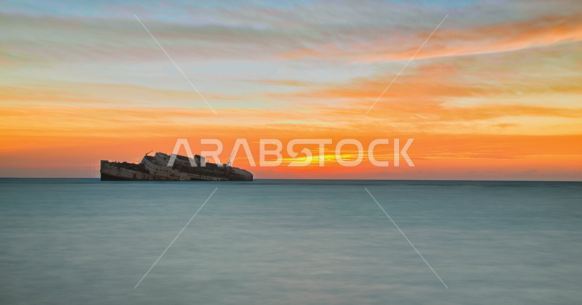 The wreck of the Al-Fahd ship in the Al-Shuaiba area in Jeddah, Saudi ...