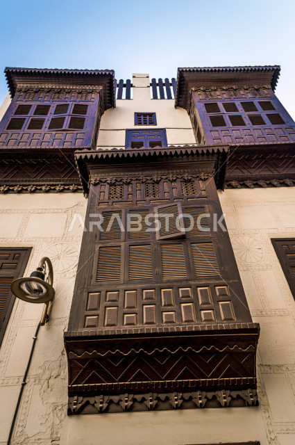 Ancient historical windows in the historic Balad district of Jeddah ...