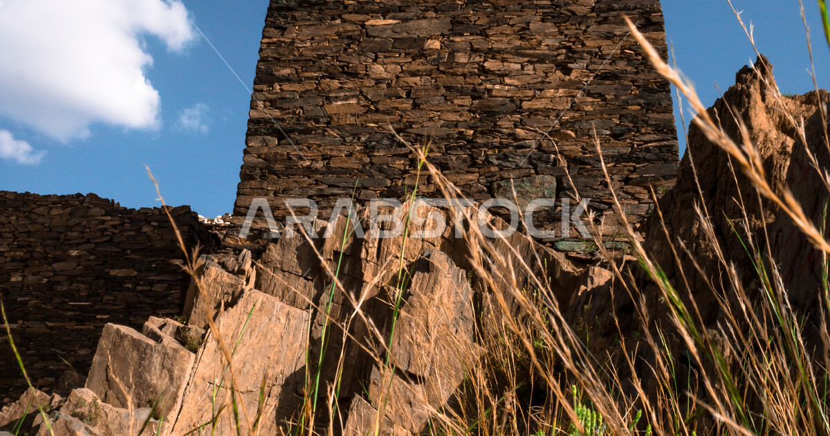 An ancient stone castle with ancient Arab architecture in Maysan ...