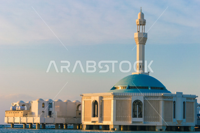 Al-Rahma Mosque floating on the sea, Jeddah landmarks in Saudi Arabia ...