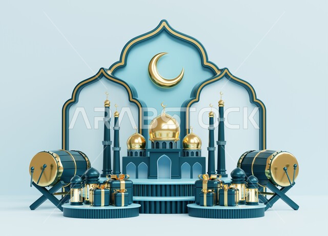 Three -dimensional Ramadan models, the crescent of Ramadan, the ...
