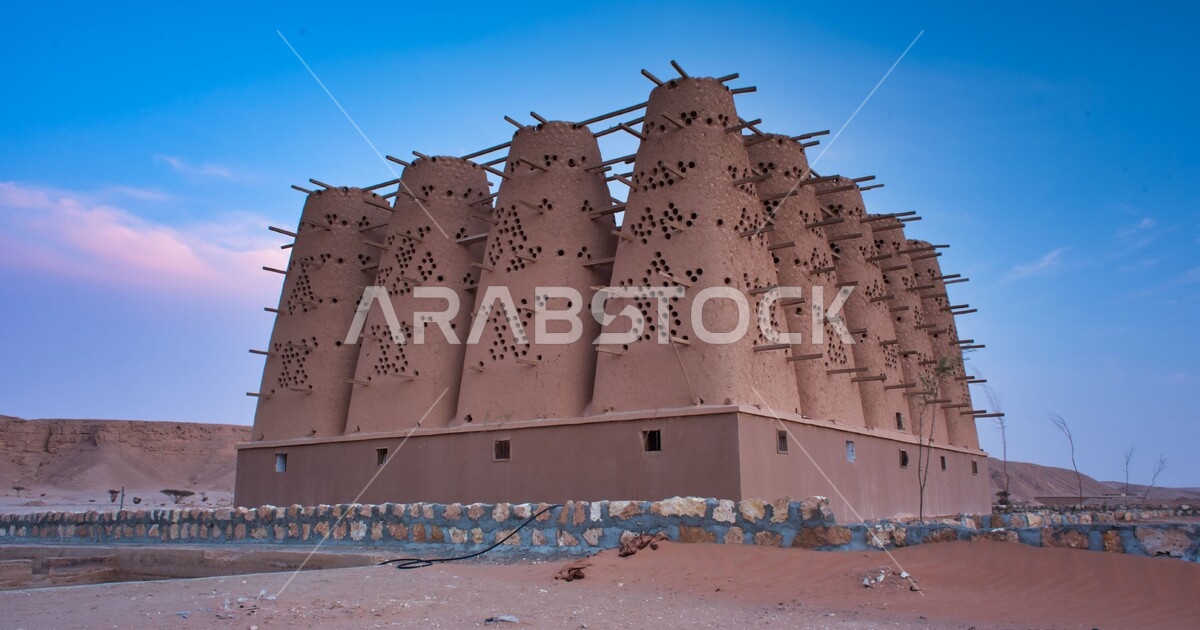 Towers of carrier pigeons in the city of Dilam in Al-Kharj, breeding ...