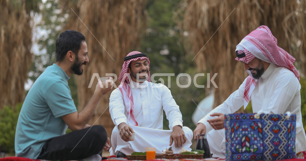 Young Saudi Gulf Arabs spending fun times in a public park, youth ...