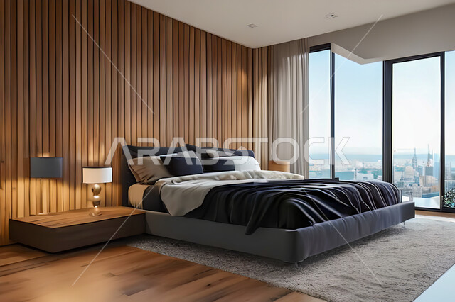 A bedroom in a residential apartment with modern and attractive designs ...