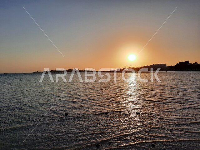 Jeddah Corniche at sunset, Red Sea beach in Jeddah, Saudi Arabia ...
