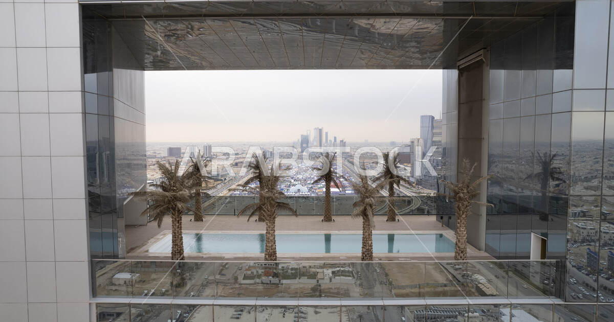 Close-up of the Palm Tower in Riyadh, Saudi Arabia, towers and ...