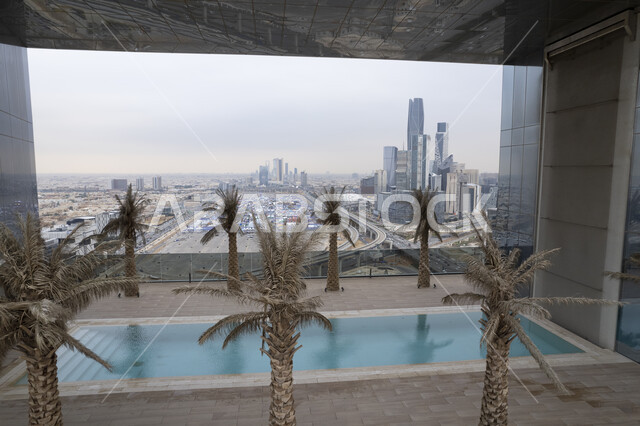 Close-up of the Palm Tower in Riyadh, Saudi Arabia, towers and ...