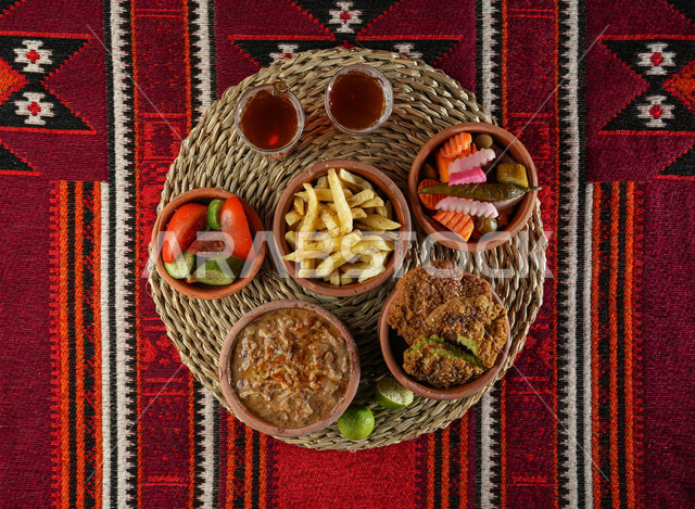 Arabic breakfast, Falafel tablets, Foul dish, Oriental food restaurants ...