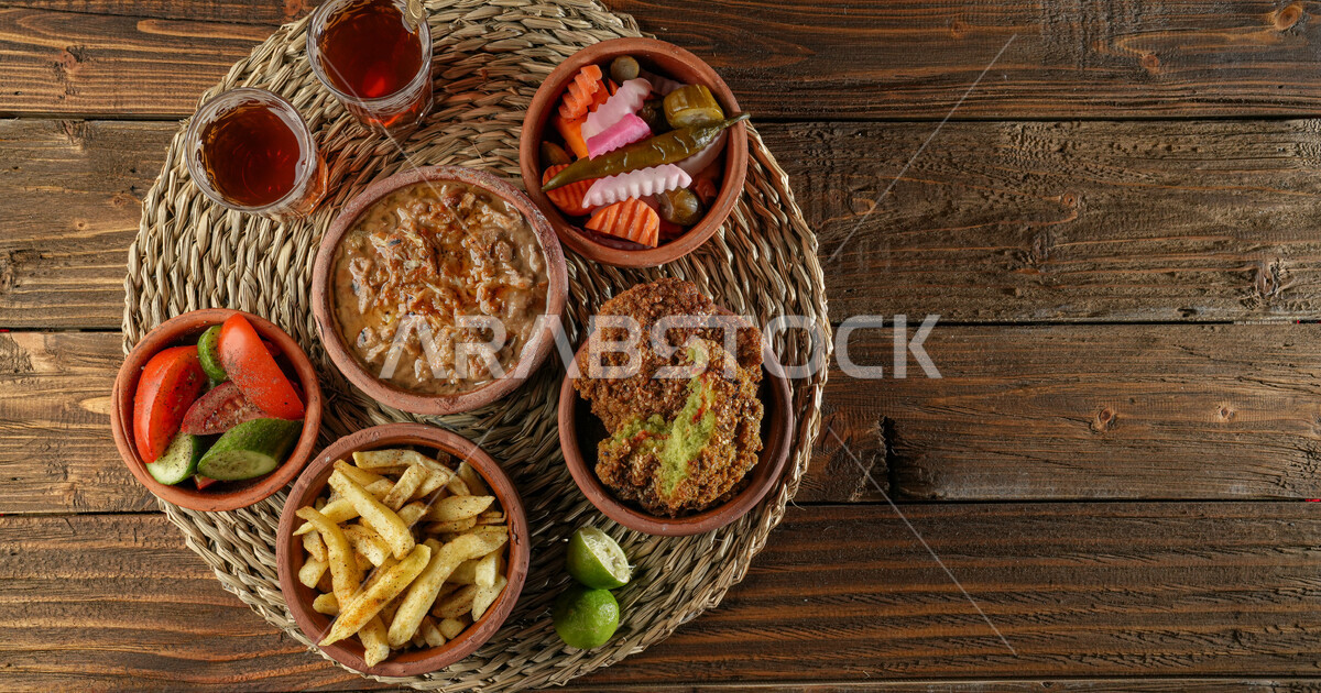 Arabic breakfast, Falafel tablets, Foul dish, Oriental food restaurants ...