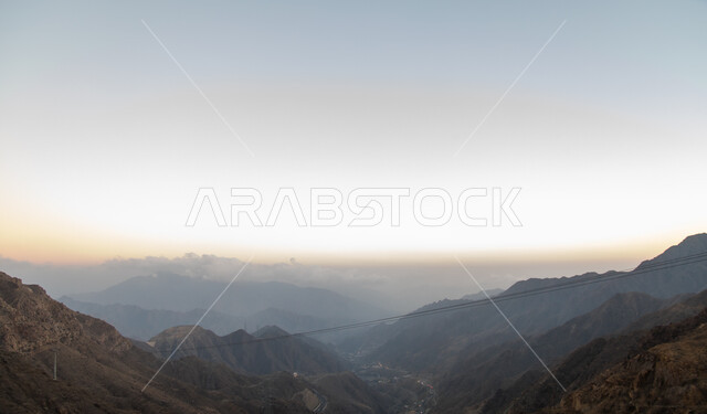 Mountains and highlands in Abha, Saudi Arabia, foggy atmosphere ...