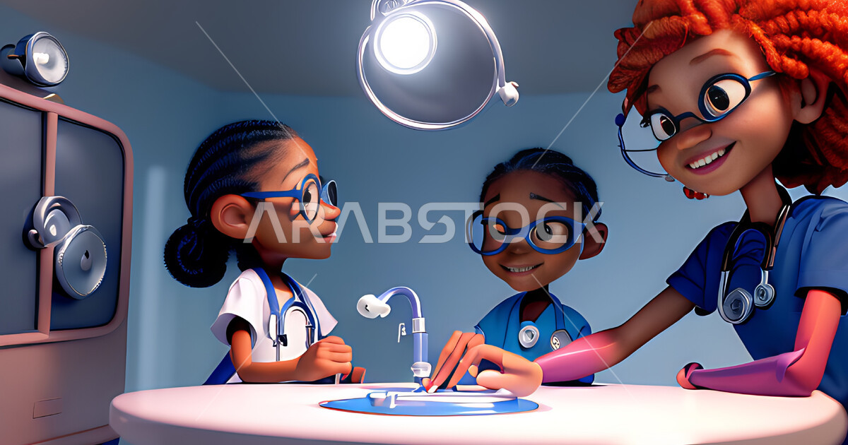Cartoons of doctors, medical clinic, cartoon characters, stethoscopes ...