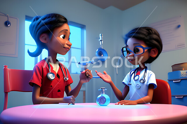 Cartoons of doctors, medical clinic, cartoon characters, stethoscopes ...