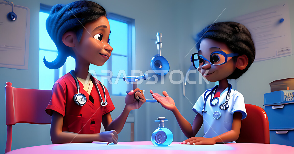 Cartoons of doctors, medical clinic, cartoon characters, stethoscopes ...