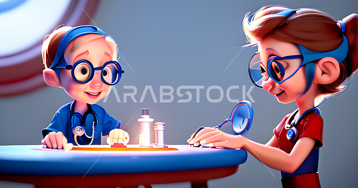 Cartoons of doctors, medical clinic, cartoon characters, stethoscopes ...
