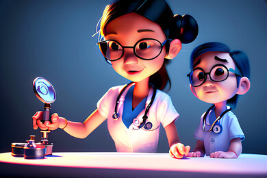 Cartoons of doctors, medical clinic, cartoon characters, stethoscopes ...