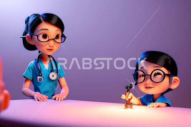 Cartoons of doctors, medical clinic, cartoon characters, stethoscopes ...