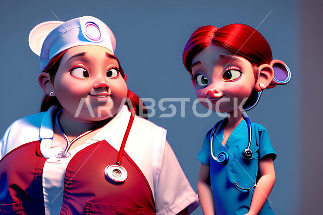 Cartoons of doctors, medical clinic, cartoon characters, stethoscopes ...