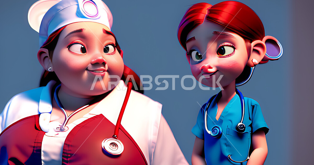 Cartoons of doctors, medical clinic, cartoon characters, stethoscopes ...
