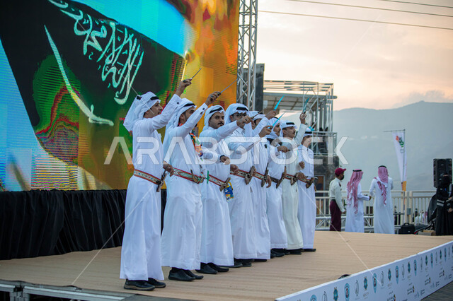 Saudi Arabian Gulf Ardah Band, commemorating the Saudi National Day ...