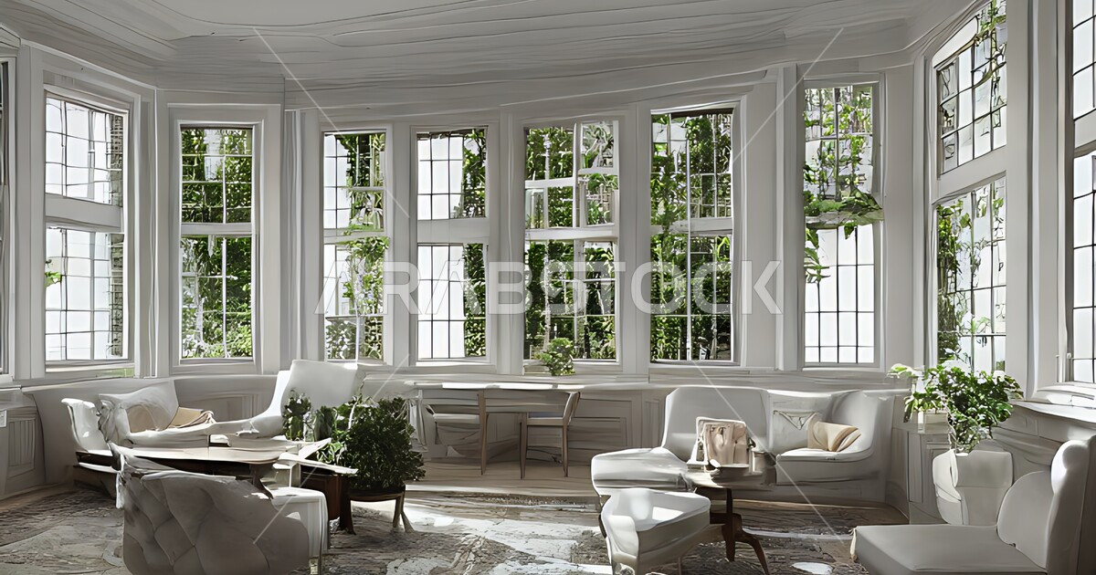 Living room with modern modern designs, interior decorations, glass ...