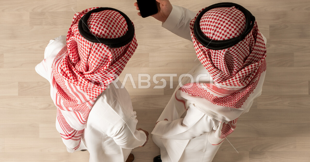 Using the mobile phone to complete work tasks, a vertical overhead ...