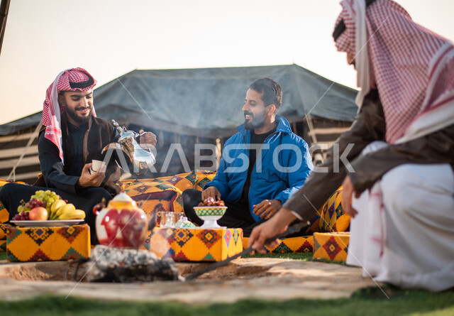 Gestures of joy and welcome, popular tents in the deserts of Saudi ...