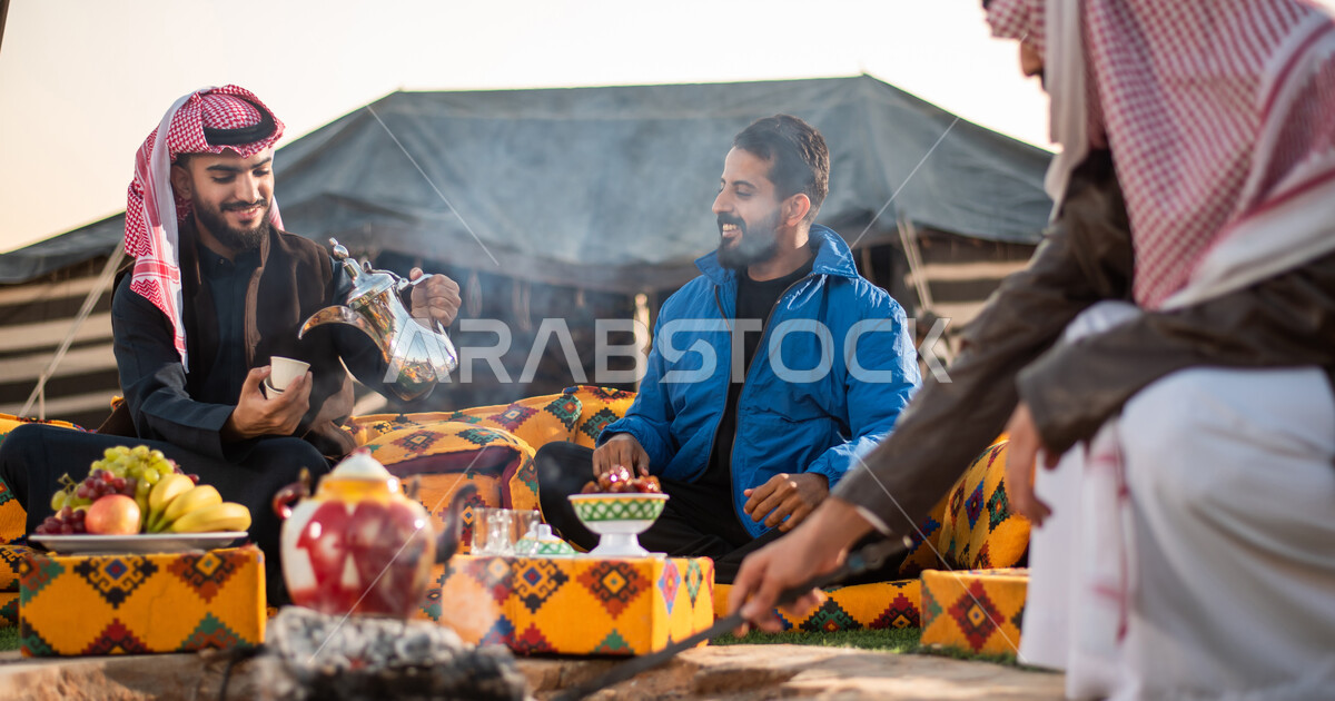 Gestures of joy and welcome, popular tents in the deserts of Saudi ...