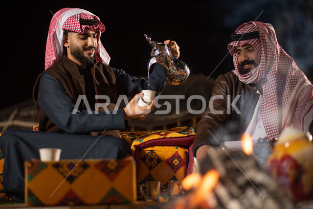 Gestures of joy and welcome, popular tents in the deserts of Saudi ...