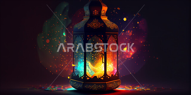 A traditional metal Arab lantern, lighting and decorations for the ...