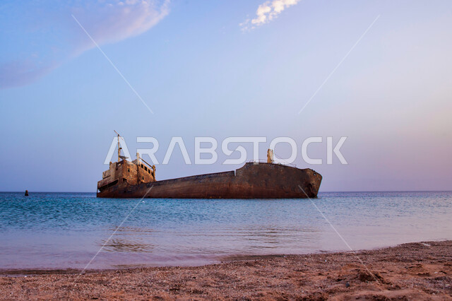 The wreck of the Al-Fahd ship in the city of Jeddah in the Kingdom of ...