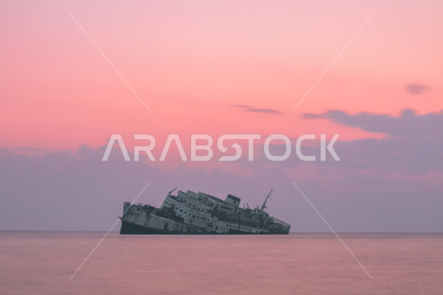 The wreck of the Al-Fahd ship in the city of Jeddah in the Kingdom of ...