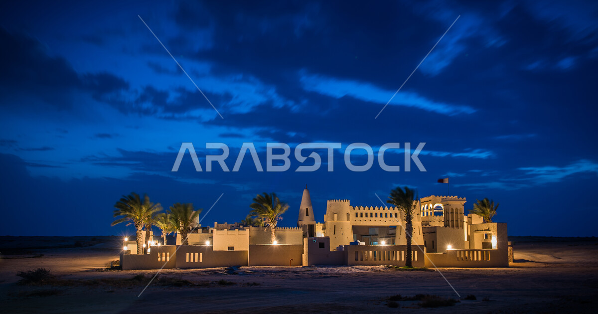 Panoramic picture of Al-Dheeb village in Dukhan city in Qatar, palm ...